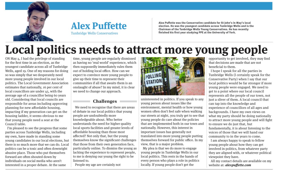Local Politics Needs To Attract More Young People – Alex Puffette